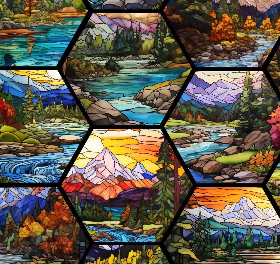 Hexagon Stained Glass *R68 Preorder* Grow With Me Items – Tiny Tim's ...